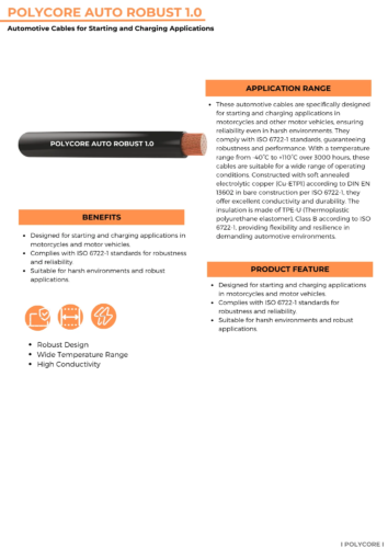 POLYCORE AUTO ROBUST 1.0 - Polycore Cables