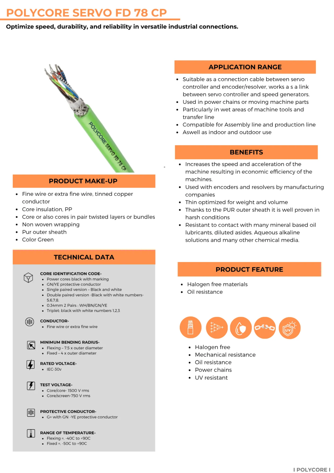 POLYCORE SERVO FD 78 CP - Polycore Cables